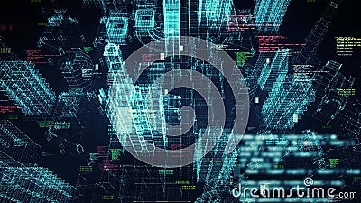 Digital High-tech Style Background Loop Animation with Squares,numbers ...