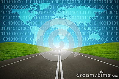 Digital Highway Binary Code Computer Network Internet Concept Stock ...