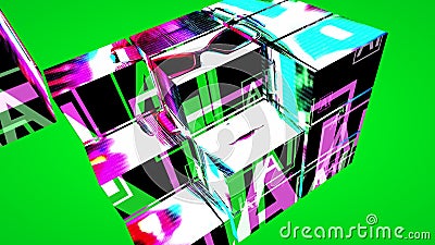 Digital Human Face on Cube Artificial Intelligence Concept on Green ...