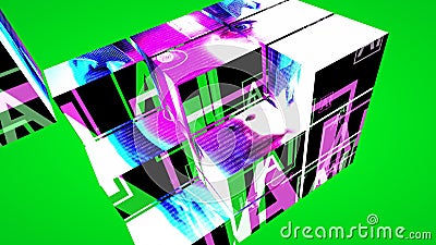 Digital Human Face on Cube Artificial Intelligence Concept on Green ...