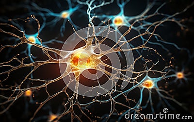 Digital Illustration Of A Neuron Cell With Detailed Dendrites And Axon ...