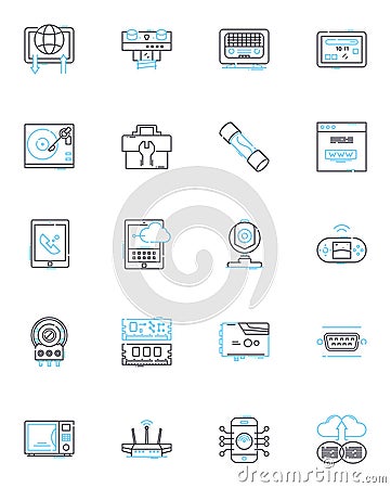 Digital Instruments Linear Icons Set. Synthesizer, Sampler, Drum ...
