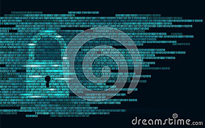 Digital Lock Guard Sign Binary Code Number. Big Data Personal Information Safety Technology ...