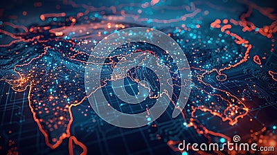 Digital Map Of Asia: A Visual Representation Of Connectivity Stock ...