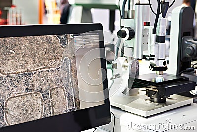 Digital Microscope And Monitor In Laboratory Stock Photo ...