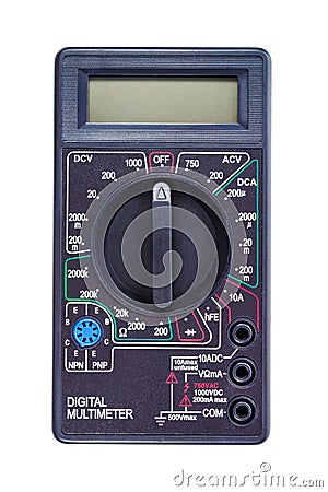Digital Multimeter In A Black Color Casing Isolated On White Background ...
