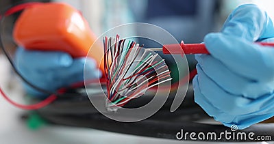 Digital Multimeter Testing Electrical Wires by an Electrician Stock ...