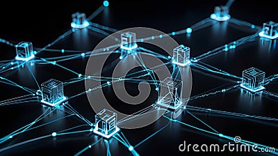 Digital Network Connections Linking Multiple Devices With Glowing Lines ...