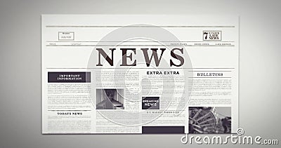NEWS Headline on Turning Newspaper. Digitally Generated Animation. News ...