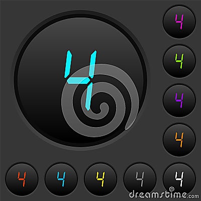 Digital Number Four Of Seven Segment Type Dark Push Buttons With Color ...