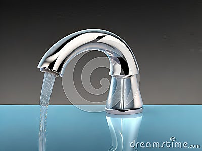 Digital Representation Of A Tap With A Drop Of Water Gushing Out Of It ...