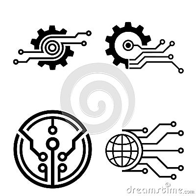 Digital Tech Icon Vector Set. Technologies Illustration Sign Collecion ...