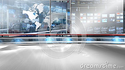 Digital World Map News Studio Background Stock Footage - Video of floor ...
