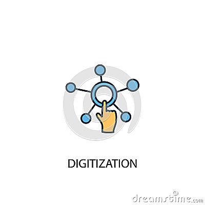 Digitization Concept 2 Colored Line Icon Cartoon Vector | CartoonDealer ...