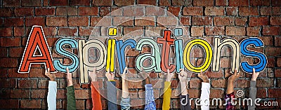 Diiverse Hands Holding The Word Aspirations Stock Photography ...