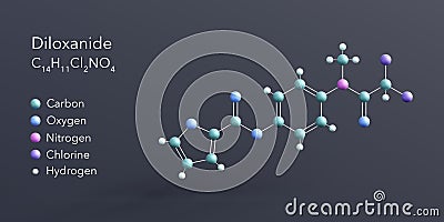 Diloxanide Molecule 3d Rendering, Flat Molecular Structure With ...