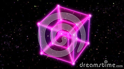 4 Dimensional Hypercube Tesseract Rotating In Outer Space And Stars ...