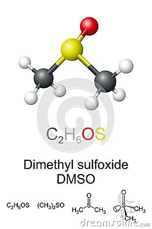 Dimethyl Sulfoxide, DMSO, Ball-and-stick Molecule Model Cartoon Vector ...