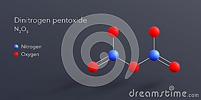 Dinitrogen Pentoxide Molecule 3d Rendering, Flat Molecular Structure ...