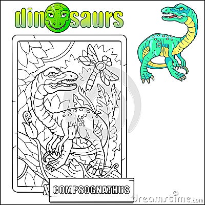 Dinosaur Compsognathus Coloring Book Vector Illustration ...