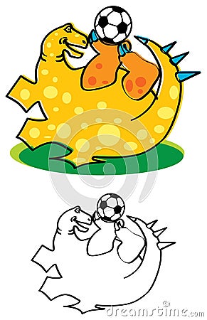 Dinosaur Playing Football Vector Illustration | CartoonDealer.com #13776834