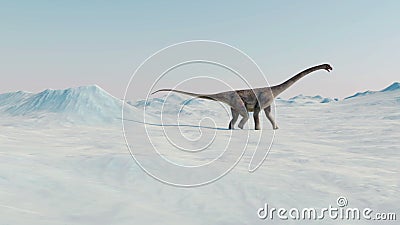 Dinosaur. Prehistoric Snow Landscape, Ice Valley with Dinosaurs Stock ...