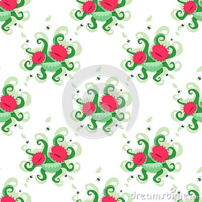 Dionaea Muscipula Pattern Vector Illustration | CartoonDealer.com #35063176