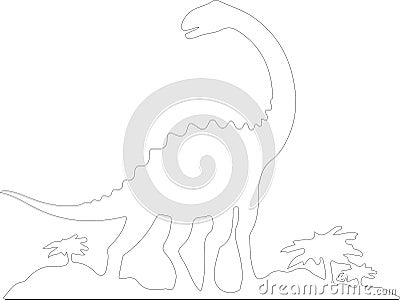 Diplodocus Outline Silhouette Generative Ai Vector Illustration ...