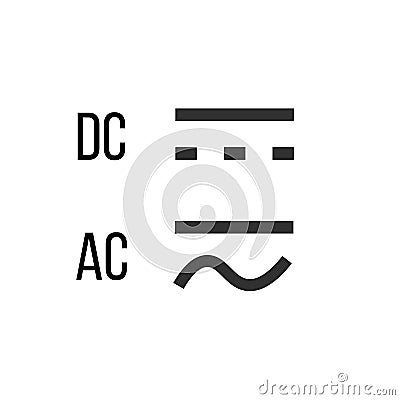 Direct And Alternating Current DC And AC Symbol Sign, Vector ...