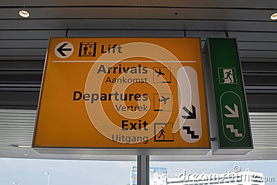 Direction Sign Before The Gates At Schiphol Airport The Netherlands 29 ...