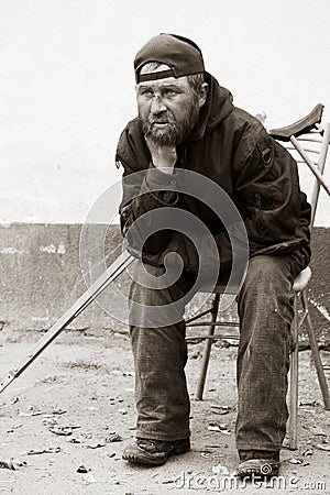 Disabled Homeless Tramp. Stock Photography - Image: 9312102