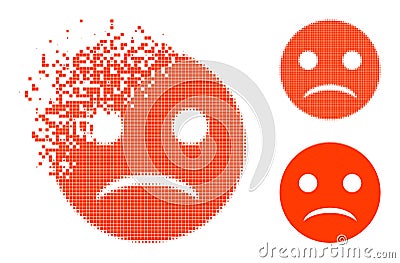 Disappearing Dot Sad Smiley Glyph With Halftone Version Cartoon Vector ...