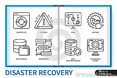 Disaster Recovery Infographics Linear Icons Collection Royalty-Free ...