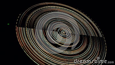 Disc Shaped Graphic Object with Internal Lines. Animation. Abstract ...