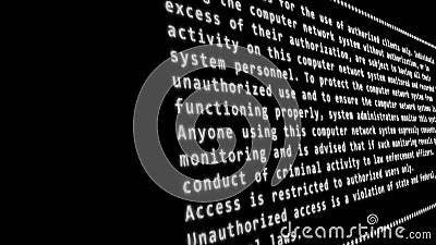 Disclaimer Text on a Computer LCD Screen Terminal Stock Video - Video ...