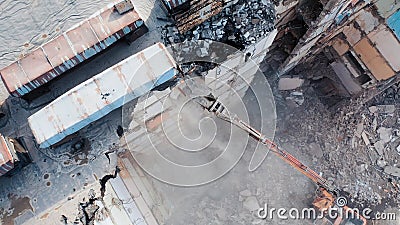 Dismantling of Concrete Structures with an Excavator. Stock Footage ...