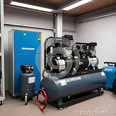 Display Case Of Newly Purchased Air Compressors Royalty-Free Cartoon ...