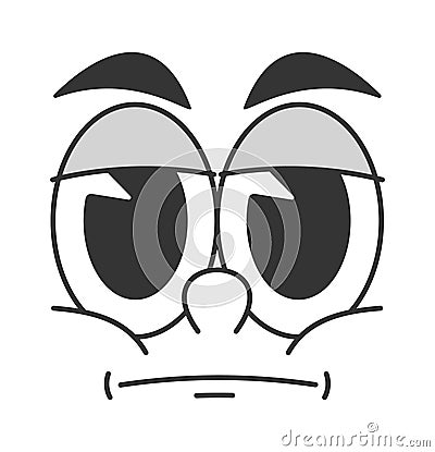 Displeased Comic Doodle Face Caricature Vector Illustration ...