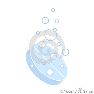 Dissolve Effervescent Tablet With Bubbles, Fizzy Drug, Line Art ...