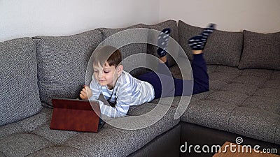 Distance Learning Online Education. School Kid in Self Isolation Using ...