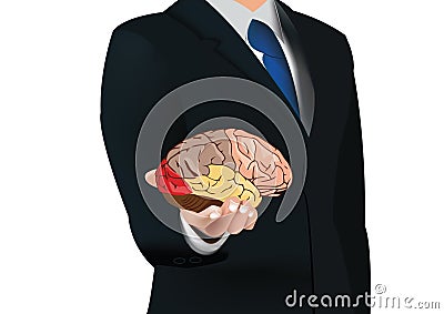 Distinguished Person In Human Brain Lift Jacket Cartoon Vector ...