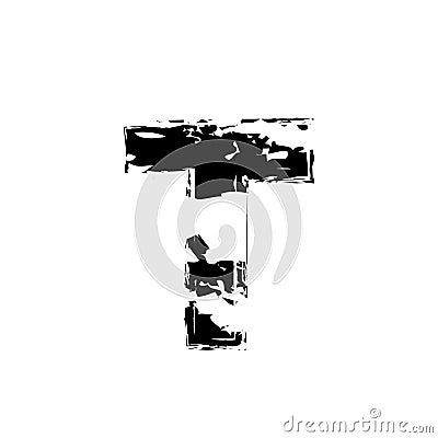 Distorted Letter T Vector. Grunge T Letter Of The Alphabet. Trendy ...