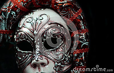 A Disturbing Mask With A Black Background Stock Photography ...