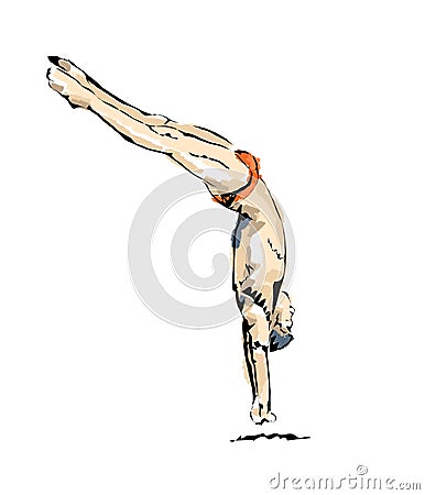 Dive Illustration During A Competition Of Springboard Diving Stock ...