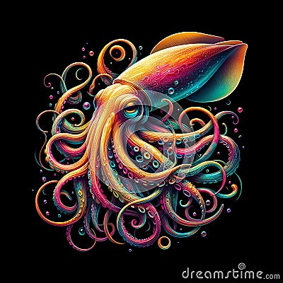 Prismatic Wonders: The Spectacular World Of Rainbow Squids Stock ...