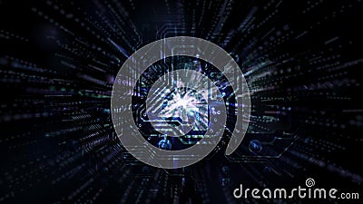 Radial Techno Rays with the Frame of the Motherboard, Loops. Stock ...