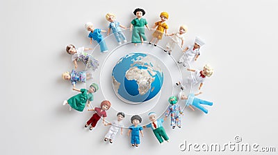 Diverse Toy Figures Representing Various Professions Encircle A Globe ...