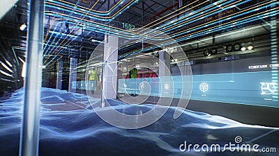 3D Render of Virtual Wind Farm Power Plant with Windmills Stock Video ...