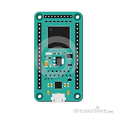 DIY Electronic Green Mini High End Board With A Microcontroller Cartoon ...