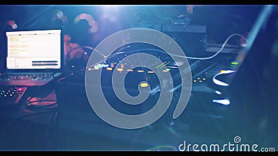 DJ Playing in a Large Trance Party with Large Crowd of People Dancing ...